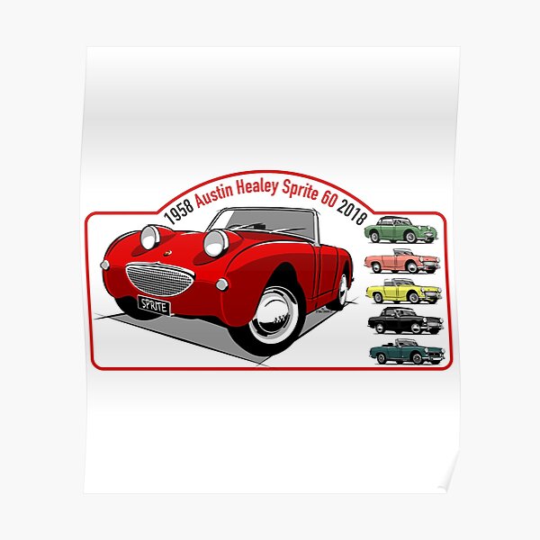 "Austin Healey Sprite 60 years" Poster for Sale by evenbucket | Redbubble