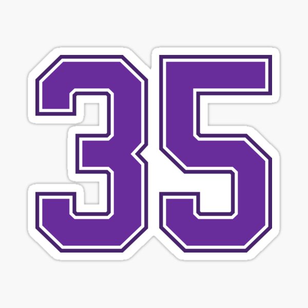 "Purple Number 35 lucky sports jersey thirty five" Sticker for Sale by ...