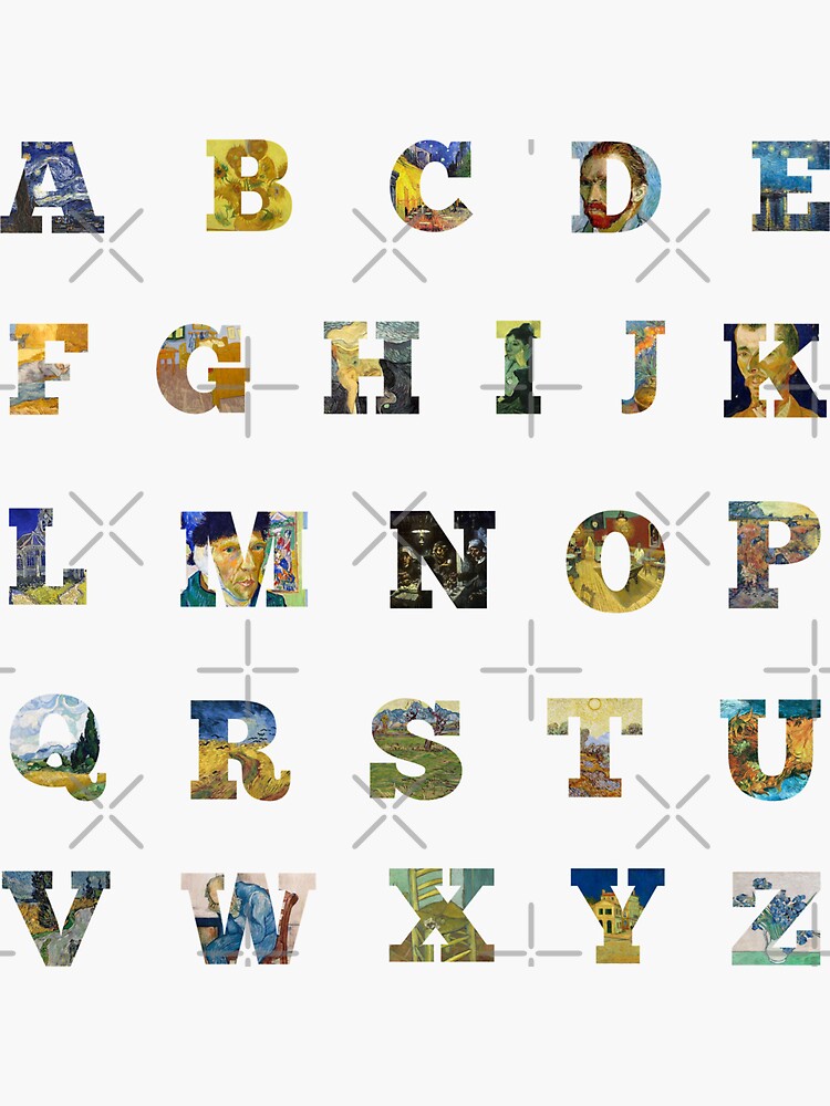 "Vincent Van Gogh paintings alphabet" Sticker for Sale by ...