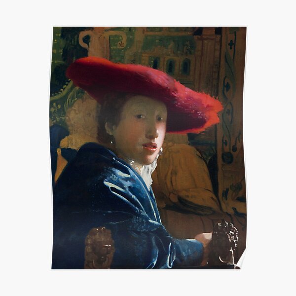 "Johannes Vermeer, Girl with a Red Hat" Poster for Sale by Therealtea ...