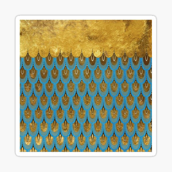 "Shiny Blue Teal Gold Glitter Mermaid Fish Scales" Sticker for Sale by ...