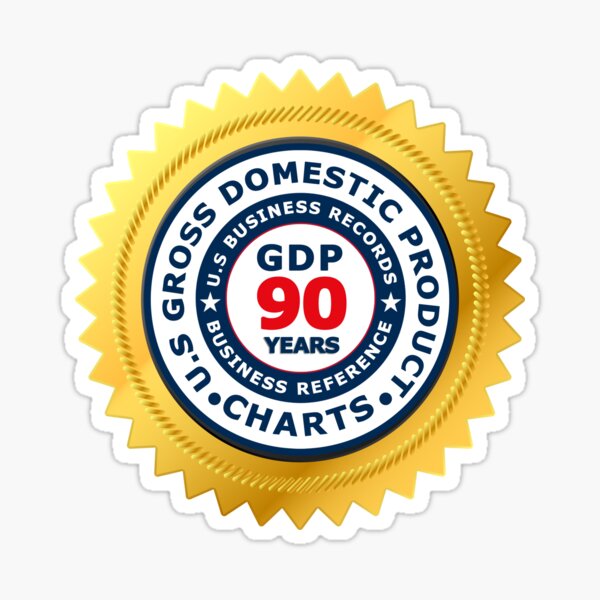 "90 Years U.S GDP Charts, U.S GDP Charts, www.usgdpcharts.com," Sticker ...
