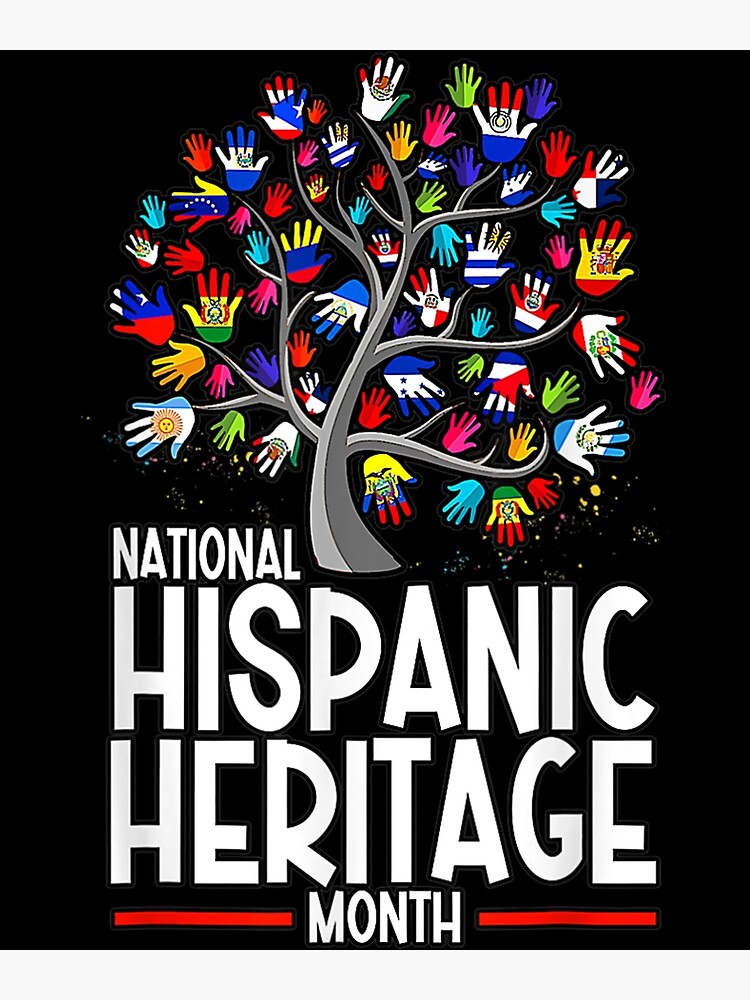 "National Hispanic Heritage Month Hand Flag Tree Roots Latino" Poster ...