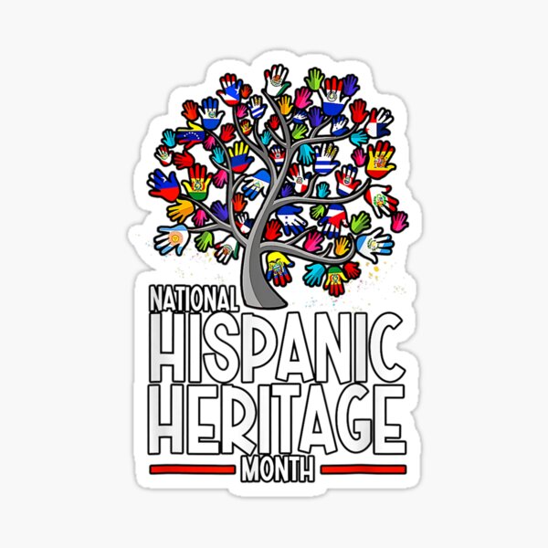 "National Hispanic Heritage Month Hand Flag Tree Roots Latino" Sticker ...
