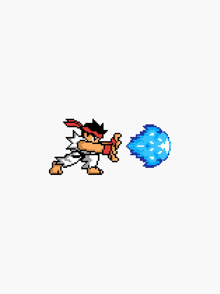 "Ryu Hadouken - Pixel Edition" Sticker for Sale by leveluppixel | Redbubble