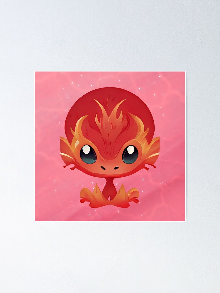 "Cute Baby Dragon Fire Creature" Poster for Sale by Whitlockian | Redbubble