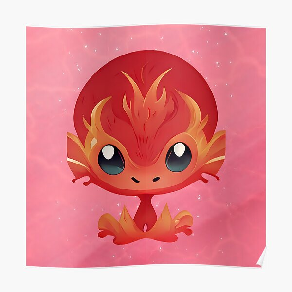 "Cute Baby Dragon Fire Creature" Poster for Sale by Whitlockian | Redbubble