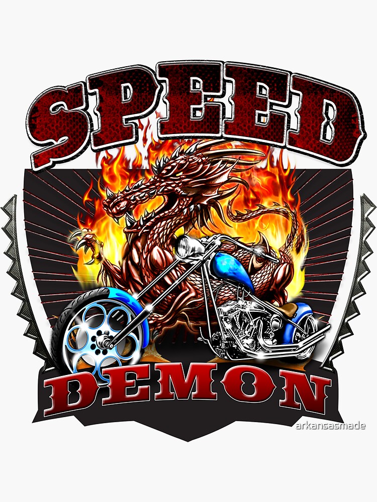 "Speed Demon Dragon and Flames Chopper Motorcycle" Sticker for Sale by ...