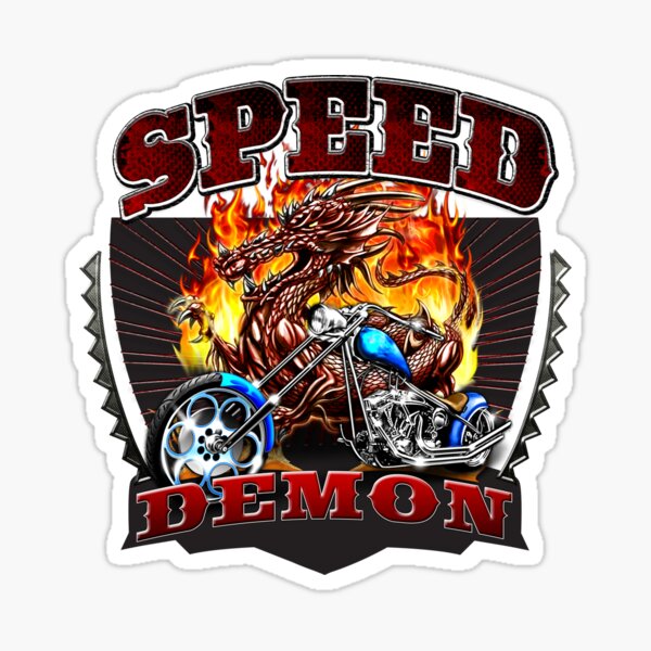 "Speed Demon Dragon and Flames Chopper Motorcycle" Sticker for Sale by ...