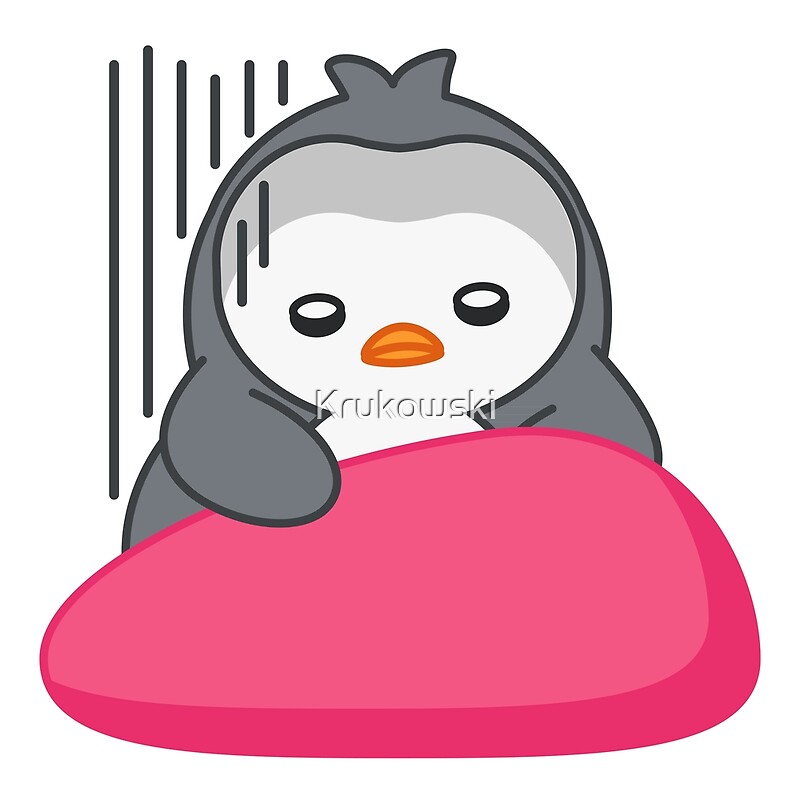 "Tired Penguin Kawaii and Sleepy Bird" by Krukowski | Redbubble