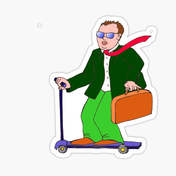 "Executive traveling by scooter" Sticker for Sale by Ploktoklotorr ...