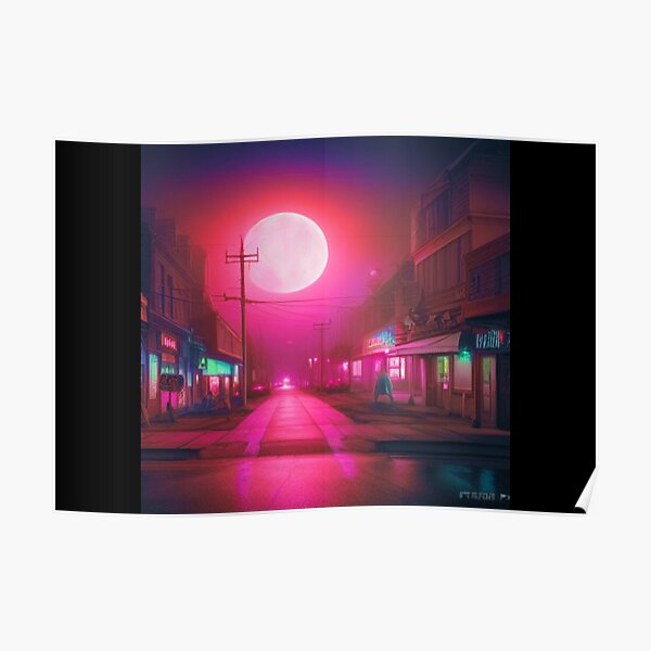 ""PINK SUPERMOON CYBERPUNK STREET ART"" Poster for Sale by SafayyyEdits ...