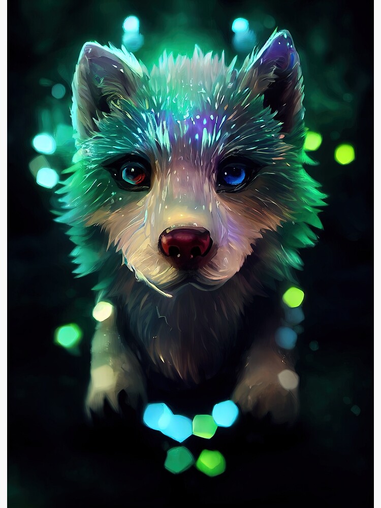 "Cute Magical Wolf - Enchanted Forest - Fantasy Digital Painting - AI ...