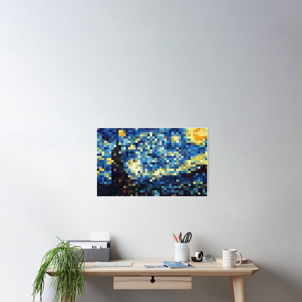 "Starry Night Pixel Art" Poster for Sale by christinegames | Redbubble