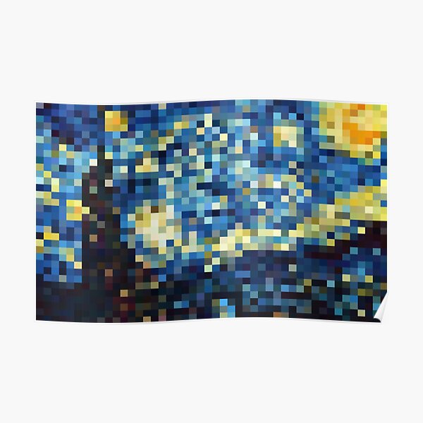 "Starry Night Pixel Art" Poster for Sale by christinegames | Redbubble
