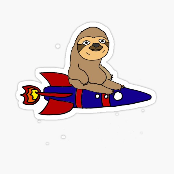 "Cool Funky Sloth Riding Rocketship Cartoon" Sticker by naturesfancy ...