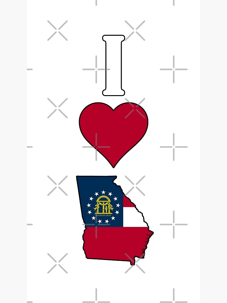 Póster «Amo Georgia Vertical I Heart Mapa de la bandera del estado de ...