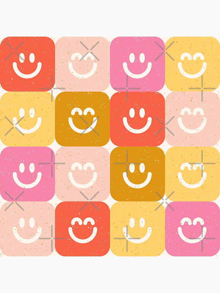 "Smiley Face Checker Blocks Pattern" Sticker for Sale by Farijazz ...