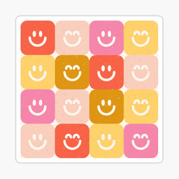 "Smiley Face Checker Blocks Pattern" Sticker for Sale by Farijazz ...