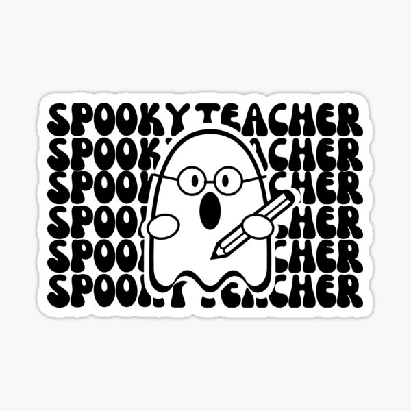 "spooky teacher ghost halloween groovy retro trick or treat clothing ...