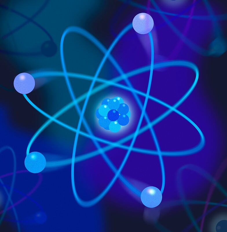 "Blue Atomic Structure Cool Modern Science Graphic Illustration" by ...
