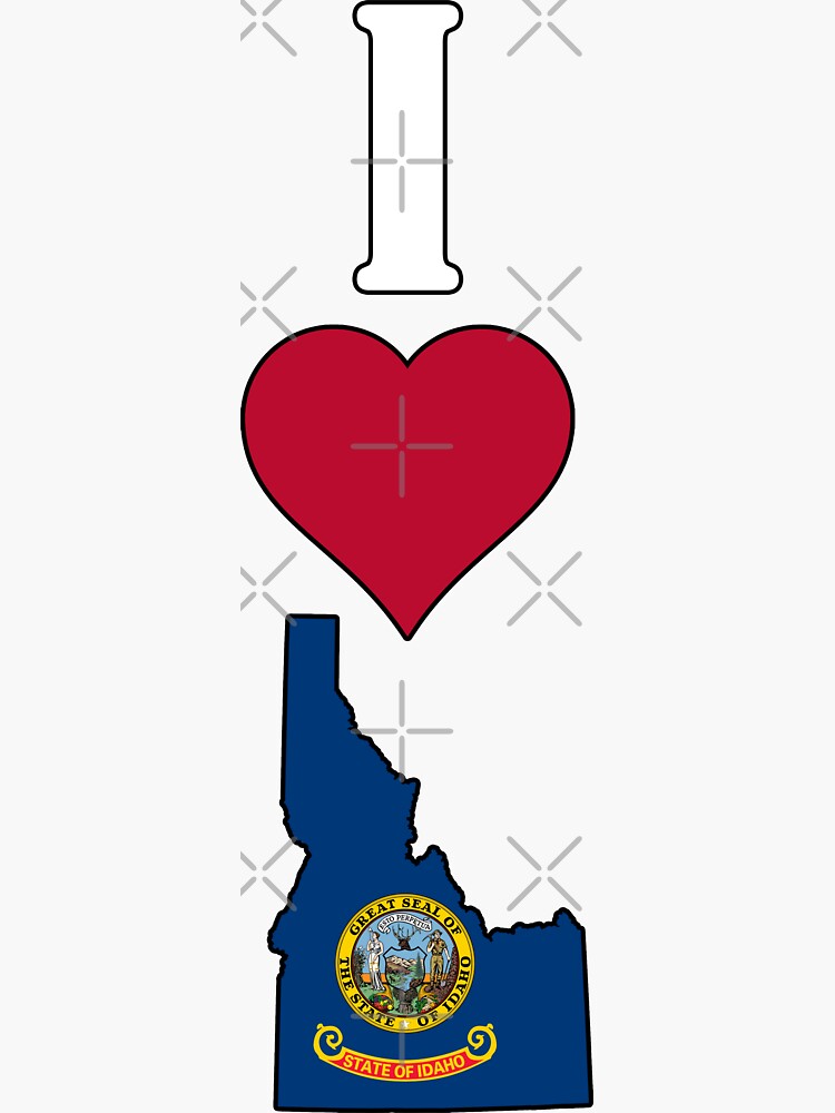 "I Love Idaho Vertical I Heart Idaho State Flag Map" Sticker for Sale ...