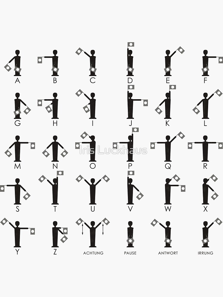 "Flag Semaphore Characters or Alphabet Infographics Guide" Sticker for ...