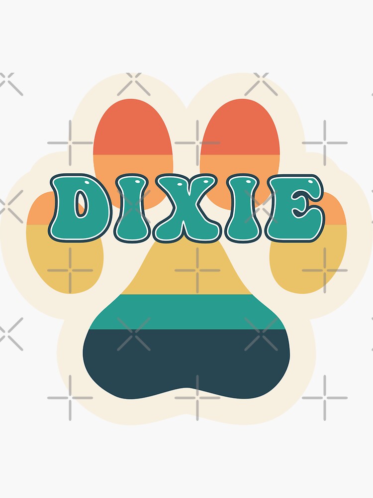 "Dixie Dog Name Vintage Sunset Paw Prints on Cream - Dixie Dog Name ...