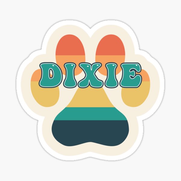 "Dixie Dog Name Vintage Sunset Paw Prints on Cream - Dixie Dog Name ...