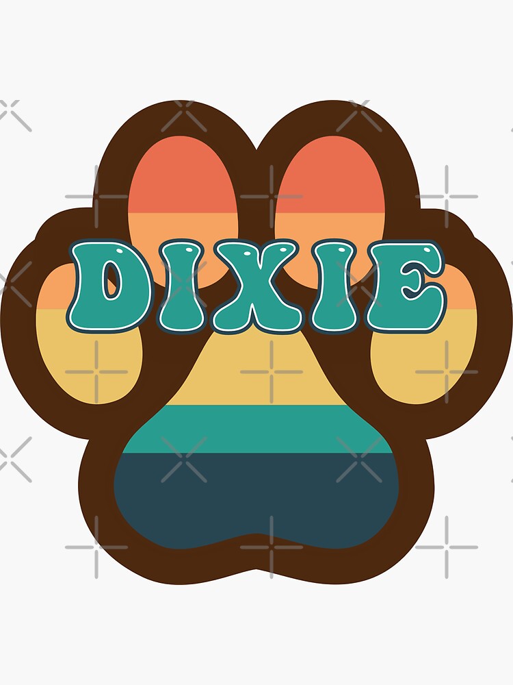 "Dixie Dog Name Vintage Sunset Paw Prints on Brown - Dixie Dog Name ...