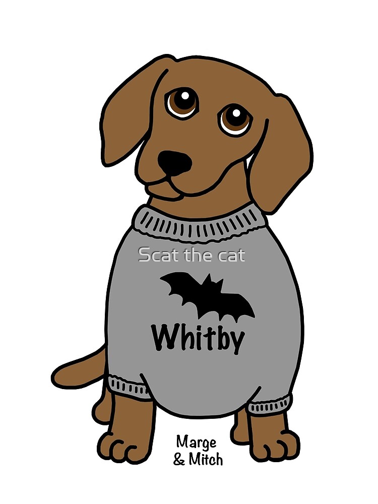 "Cute Dachshund Sausage Dog in a Whitby bat Jumper " Poster for Sale by ...
