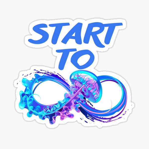 "START TO INFINITY" Sticker for Sale by artisto42 | Redbubble