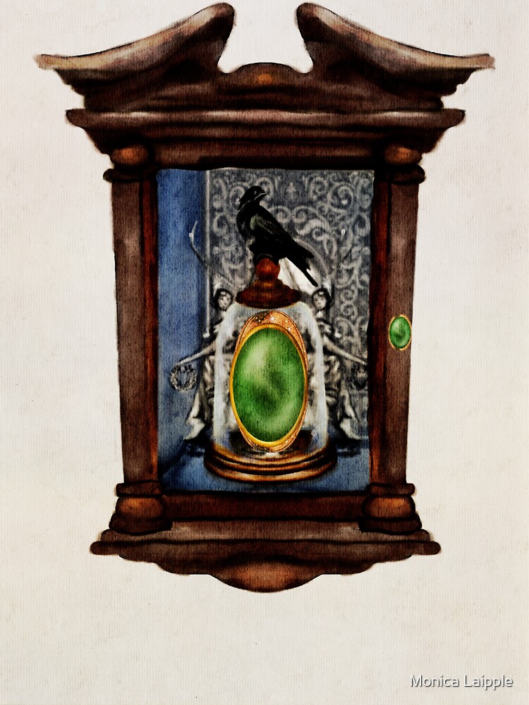 "Cursed Emerald In Wood Cabinet of Curiosity With Raven Gold Ring ...