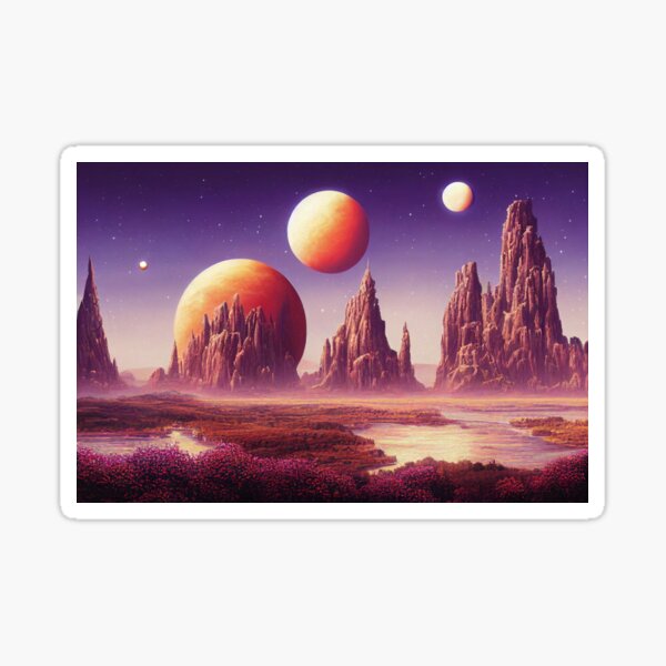 "3 moon planets" Sticker for Sale by Lazer-Designs | Redbubble