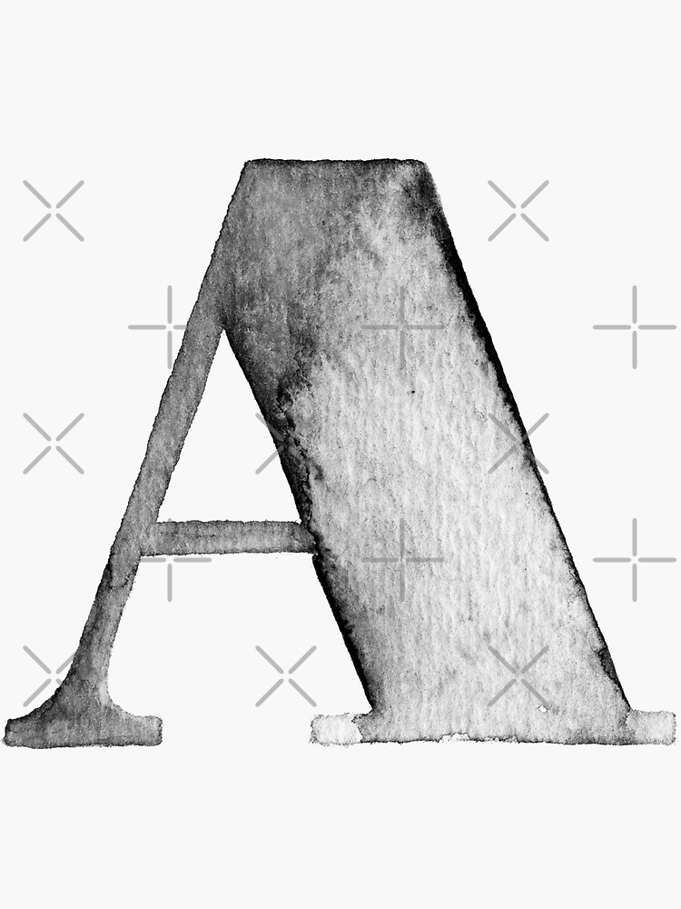 "A Letter Monogram Monochrome Alphabet Word Watercolor Black And White ...