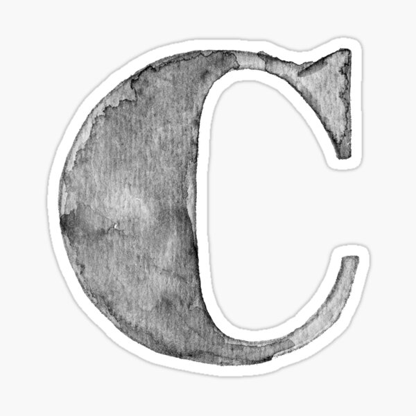 "C Letter Monogram Monochrome Alphabet Word Watercolor Black And White ...
