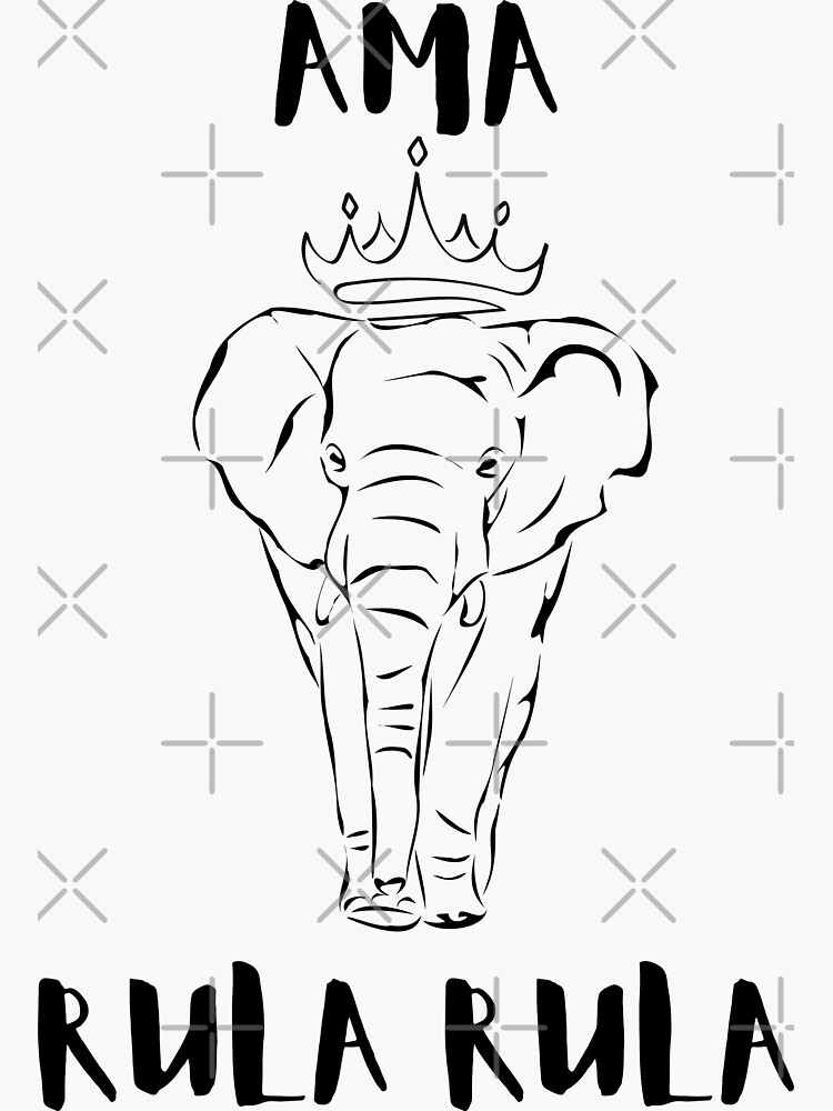 "Funny South African Ama Rula Rula Elephant With Crown" Sticker for ...