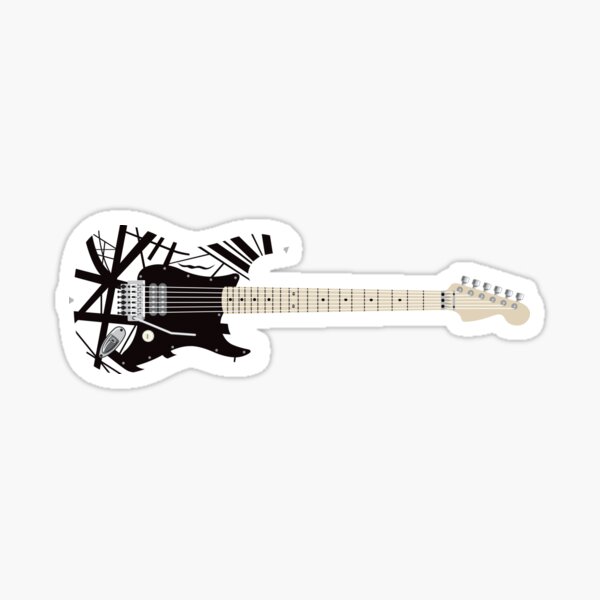 "Black and White Van Halen Stratocaster" Sticker for Sale by PressGo ...