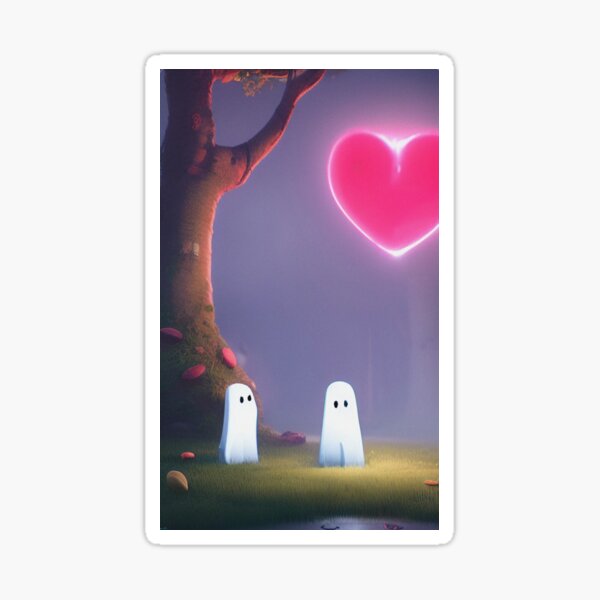 "2 Ghosts 1 Heart" Sticker for Sale by Glow4Gold | Redbubble
