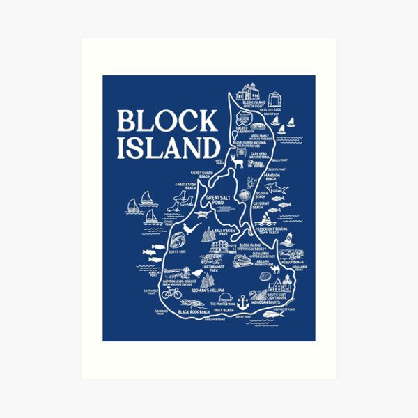 "Block Island Map Art" Art Print for Sale by fiberandgloss | Redbubble