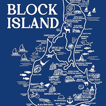 "Block Island Map Art" Art Print for Sale by fiberandgloss | Redbubble