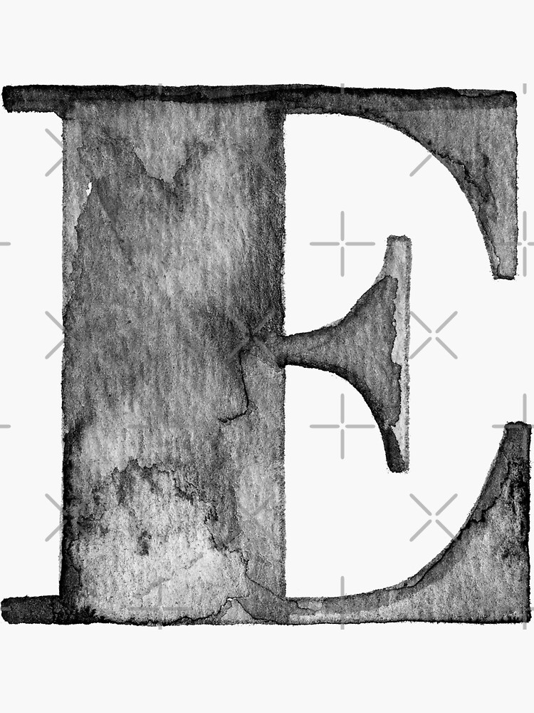 "E Letter Monogram Monochrome Alphabet Word Watercolor Black And White ...