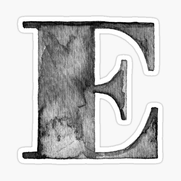 "E Letter Monogram Monochrome Alphabet Word Watercolor Black And White ...