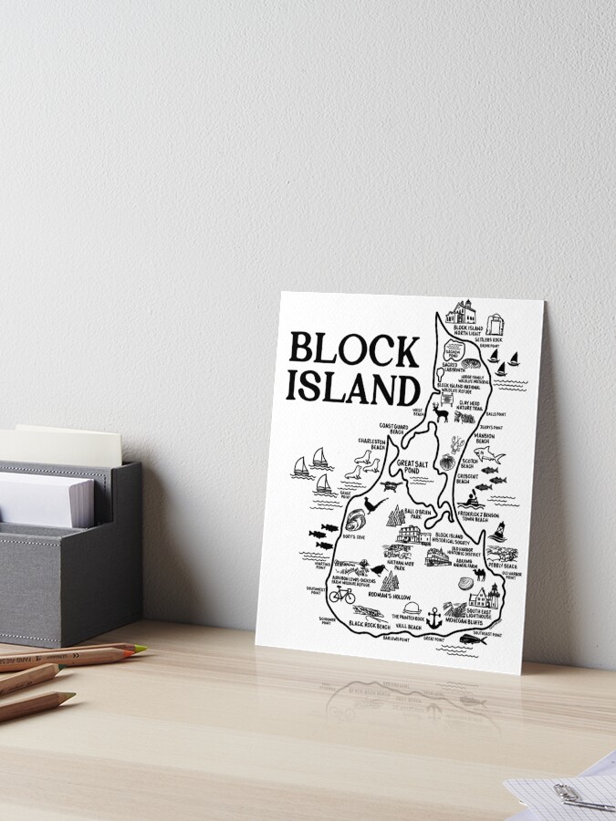 "Block Island Map Art" Art Board Print for Sale by fiberandgloss ...