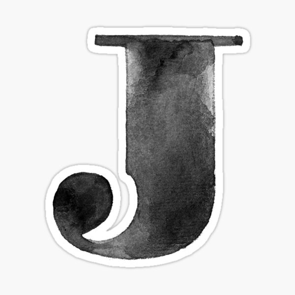"J Letter Monogram Monochrome Alphabet Word Watercolor Black And White ...