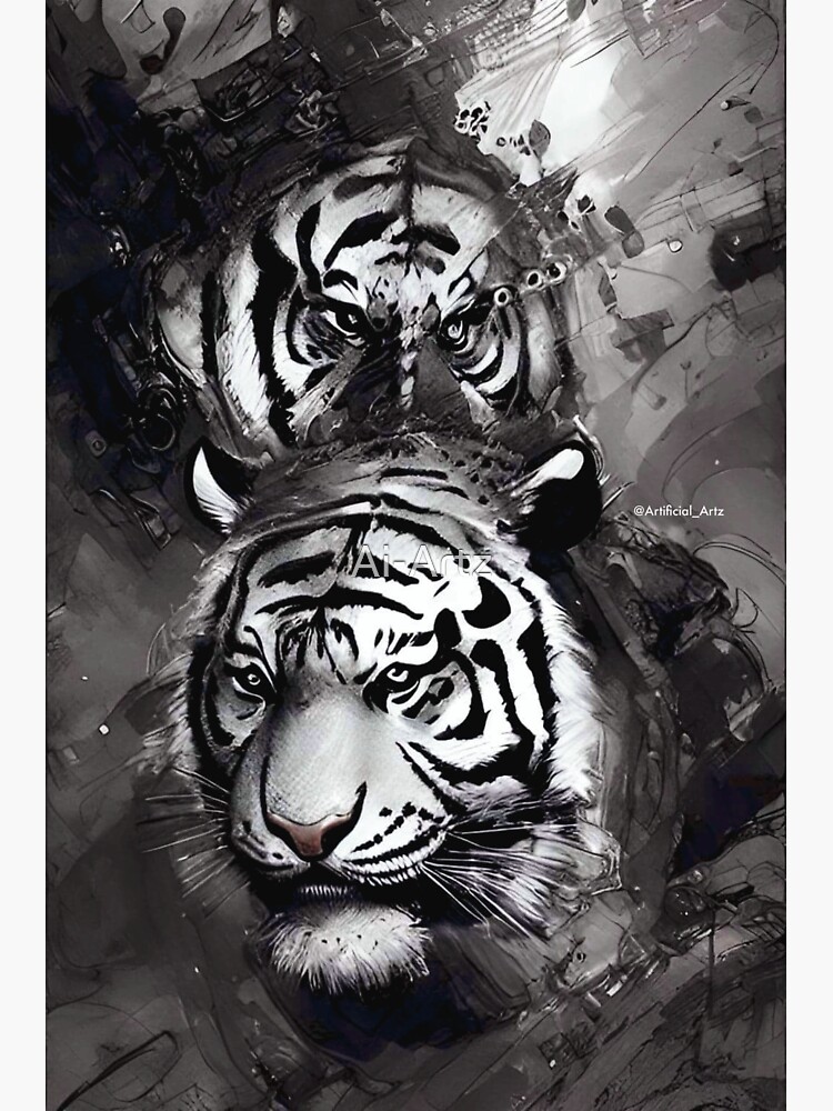 "White Siberian Tigers (Ink)" Sticker for Sale by Ai-Artz | Redbubble