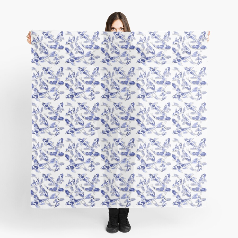 "Blue and white Koi fish" Scarf for Sale by rlnielsen4 | Redbubble