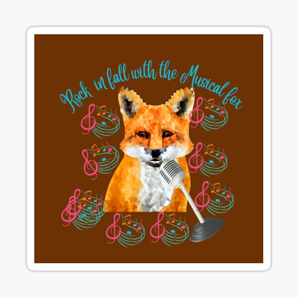 "Rock in fall with the Musical Fox" Sticker for Sale by SamBai | Redbubble