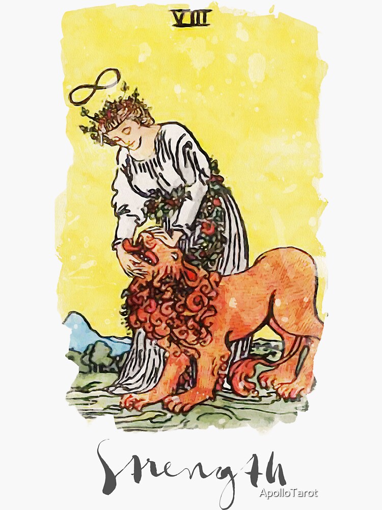 "Strength Major Arcana RWS Tarot Card Painting" Sticker for Sale by ...