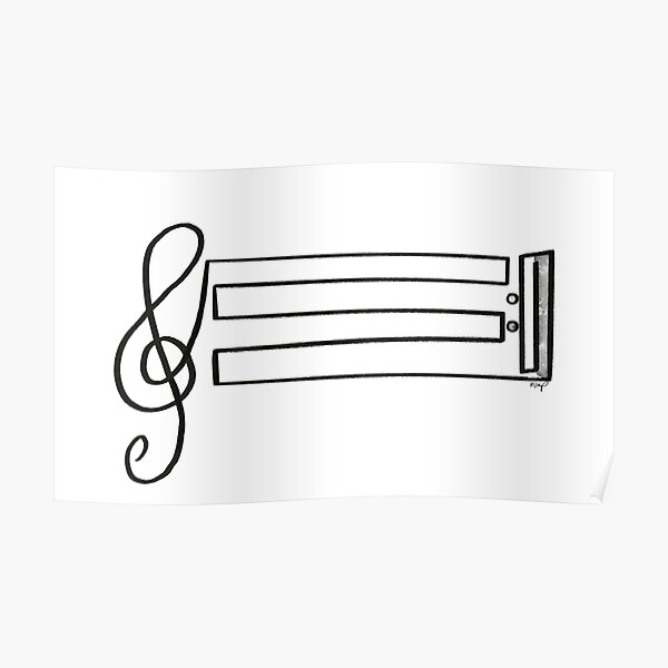 "Oneliner Music Staff, Black" Poster for Sale by Sharpmichelle | Redbubble
